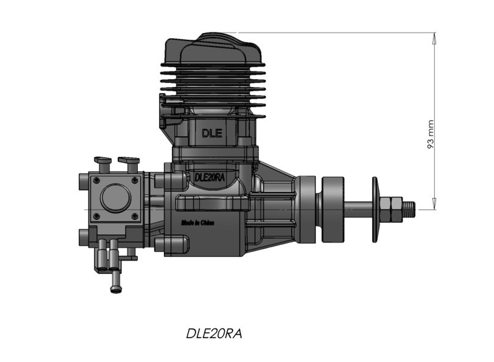 Moteur essence 2 temps DLE 20 RA avec allumage et pot d'échappement _ R-Models